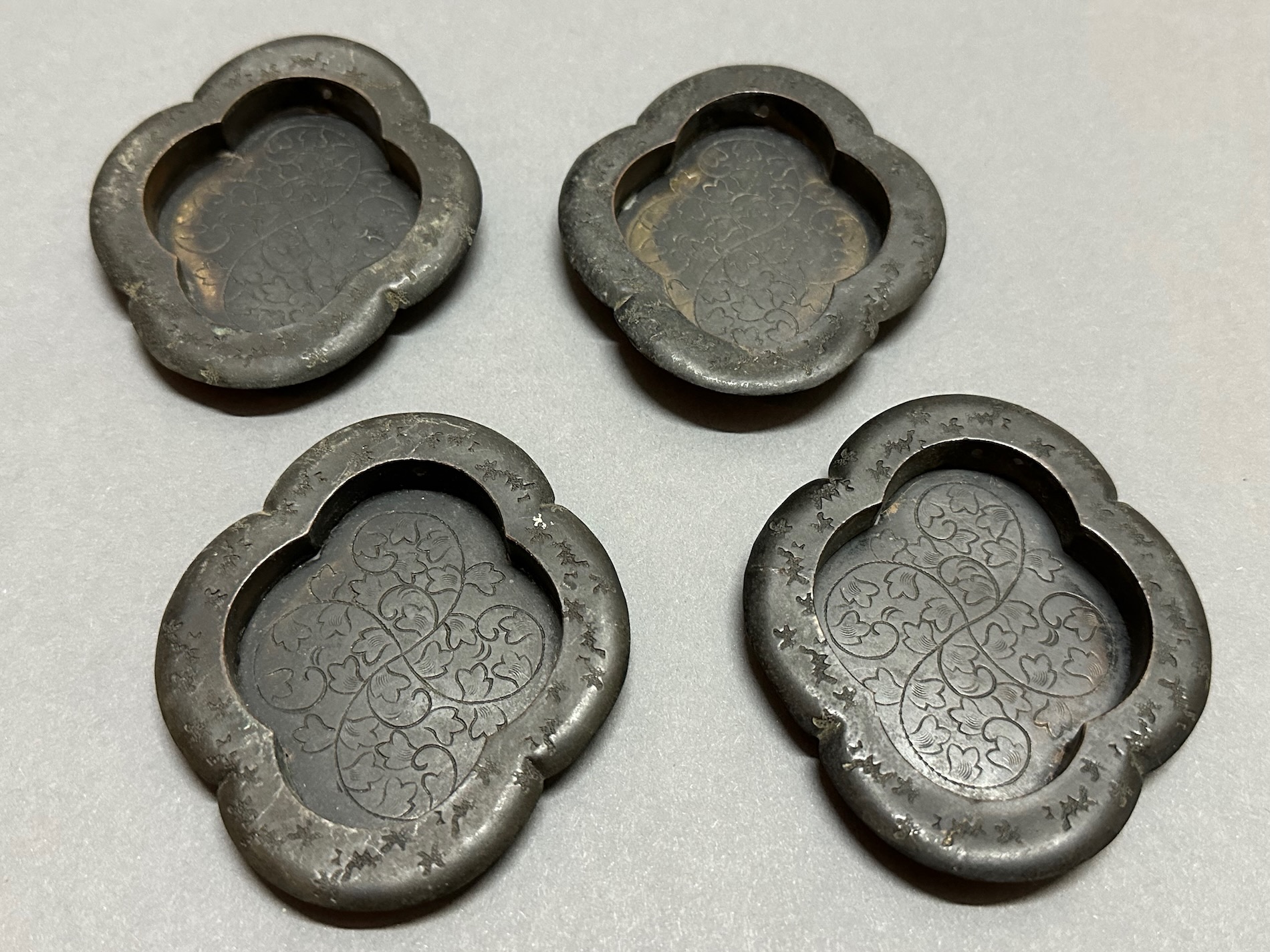 Hikite set - 4 used handle fittings | Shoji Bau